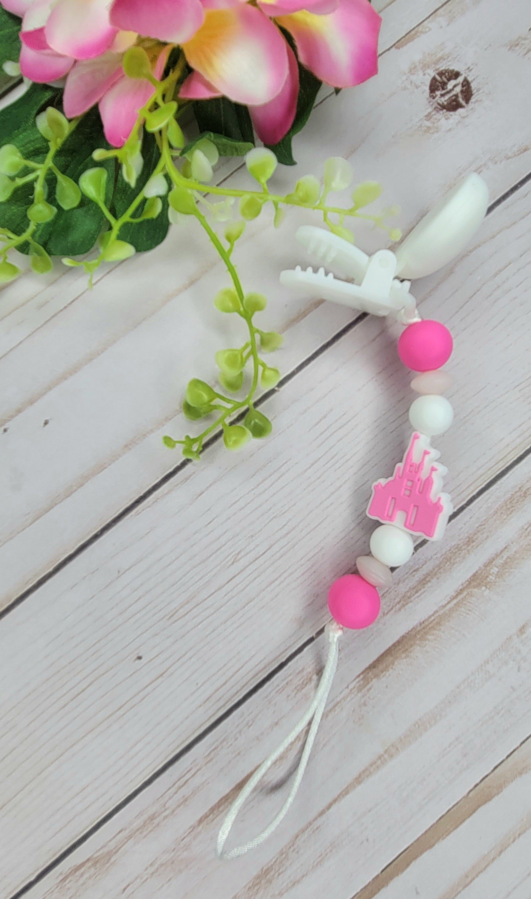 Pink Castle Pacifier Clip – Sassy Silicone