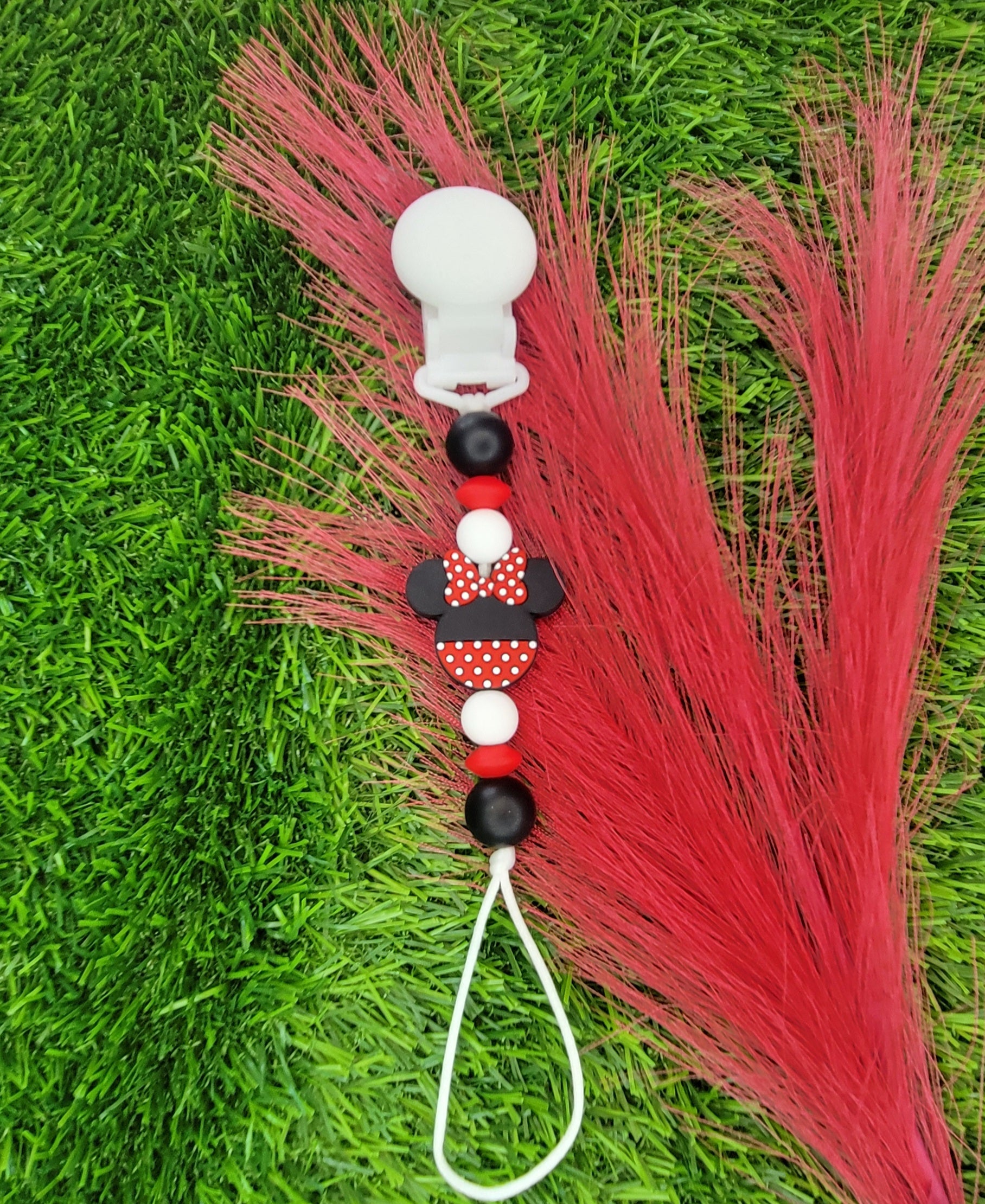 Red Girl Mouse Pacifier Clip – Sassy Silicone